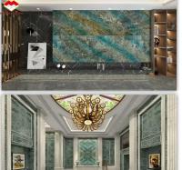 China Modern Luxury Fantasy Blue Stone Calcite Marble Dining Table Top with Polished Finish for sale