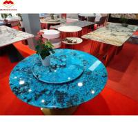 China Modern Luxury Fantasy Brazil Labradorite Blue Granite Dining Table Top Polished Blue Marble Wall Panels for Hotel Graphic Design for sale