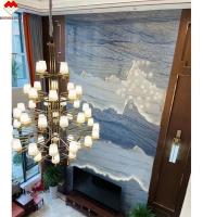 China Luxury Azul Macaubas Natural Blue Marble Slab Countertop Quartz Tiles for sale