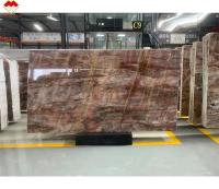 China Translucent Blood-Orange Red Onyx Stone with White Veins CNF Red Wood Veins Marble Wall Panel for sale
