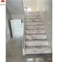 China MOHS 6-7 Hardness White Marble Look Porcelain Tile Stairs with Customized Design for sale