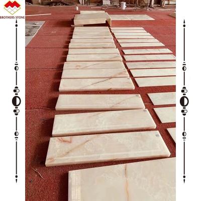 China Brothers Stone White Onyx Steps Marble Stone Staircase for Indoor Onyx Marble Stairs for sale