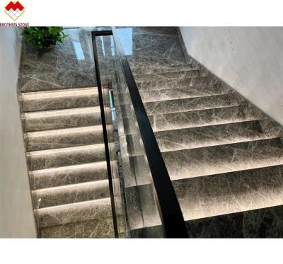 China LED Stair Light Straight Spiral Marble Steps with Natural Marble Stone Stair Material for sale