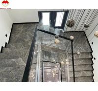 China LED Stair Light Straight Spiral Marble Steps with Natural Marble Stone Stair Material for sale