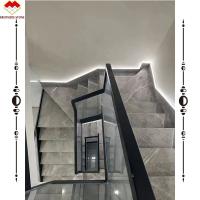China Grey Marble Stair Treads And Risers With Polished Finish For Interior Straight Stairs for sale