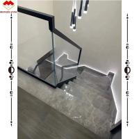 China Grey Marble Stair Treads And Risers With Polished Finish For Interior Straight Stairs for sale