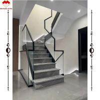 China Grey Marble Stair Treads And Risers With Polished Finish For Interior Straight Stairs for sale