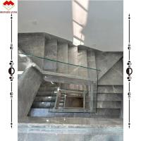 China Grey Marble Stair Treads And Risers With Polished Finish For Interior Straight Stairs for sale