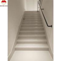 China Customized White Marble Stair Step with Riser Designs Glass Railing in Spiral Design for sale