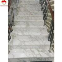 China Customized White Marble Stair Step with Riser Designs Glass Railing in Spiral Design for sale