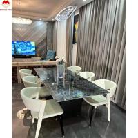China Big Slab Luxury Emerald Blue Onyx Marble from Brazil for Transparent Dinner Table Top for sale