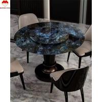 China Big Slab Luxury Emerald Blue Onyx Marble from Brazil for Transparent Dinner Table Top for sale