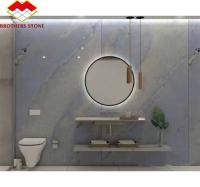 China Upgrade Your Living Staircase Hall with 20mm Blue Ice Onyx Stone Veneer and Backlight for sale