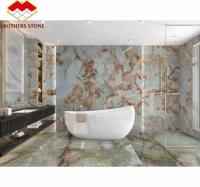 China Natural Translucent Onyx Slab Modern Blue Onyx Marble Stone for Bathroom Wall and Floor for sale