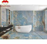 China Natural Translucent Onyx Slab Modern Blue Onyx Marble Stone for Bathroom Wall and Floor for sale