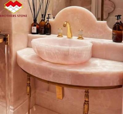 China Matt Surface Finishing Modern Pink Onyx Stone for Table and Wall Application for sale