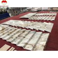 China Polished Calacatta Gold Steps on Italy Marble Staircases in Modern Luxury Stone Interior for sale