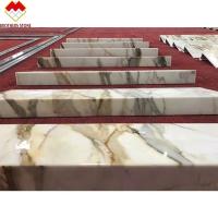 China Polished Calacatta Gold Steps on Italy Marble Staircases in Modern Luxury Stone Interior for sale