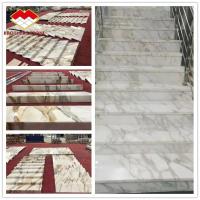 China Villa Interior Stair Railing Made of Natural Marble Stone and Calacatta Gold Steps for sale