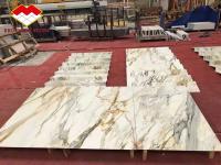 China Villa Interior Stair Railing Made of Natural Marble Stone and Calacatta Gold Steps for sale