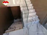 China Villa Interior Stair Railing Made of Natural Marble Stone and Calacatta Gold Steps for sale