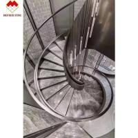 China ODM/OEM 18mm Thickness European Design White Grey Grains Marble Carved Stair Treads and Risers for sale