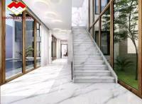 China Customized Modern-Style Grey White Grains Marble Steps Carved Arc Staircase for Indoor for sale