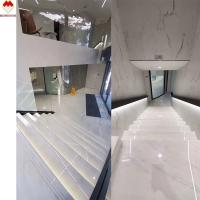 China Customized Modern-Style Grey White Grains Marble Steps Carved Arc Staircase for Indoor for sale