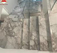 China Brazil Calacatta Grey Marble Fish Belly Gray Marble for Hotel Anti Slip Stairs Design for sale