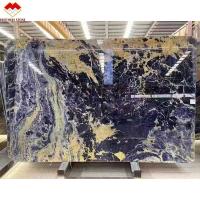 China Polished Dream Sapphire Blue Onyx Quartzite Slabs Luxury Stone Backlit Translucent for sale