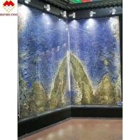 China Polished Dream Sapphire Blue Onyx Quartzite Slabs Luxury Stone Backlit Translucent for sale