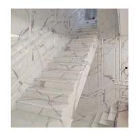China Polished Finish White Marble Stairs with Glass Railing from Italy ODM OEM Offered for sale
