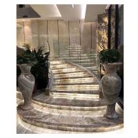 China Polished Finish White Marble Stairs with Glass Railing from Italy ODM OEM Offered for sale