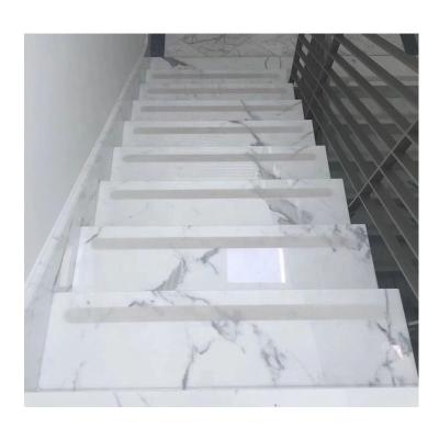 China High Polished Modern Design Calacatta White Marble Stairs and Steps for Indoor Villa for sale