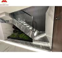 China Popular Space Grey Marble Big Slab for Modern Light Gray Stairs in House and Hotel for sale