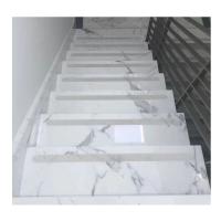 China White Marble Carved Stair Treads And Risers for European Apartment Interior in Italy for sale