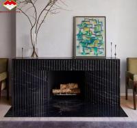 China Modern Black Marble Fireplace for Villa Living Room Decoration in European Style for sale
