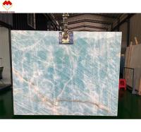 China Beautiful Backlit Blue Crystal Onyx Slab Perfect for Modern Home and Hotel Decoration for sale
