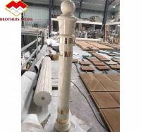 China Modern White Natural Stone Square Pillar Polished Column for House for sale
