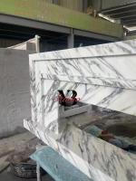 China Villa Modern Design Carved Italian Arabescato Corchia White Marble Fireplace Customized for sale