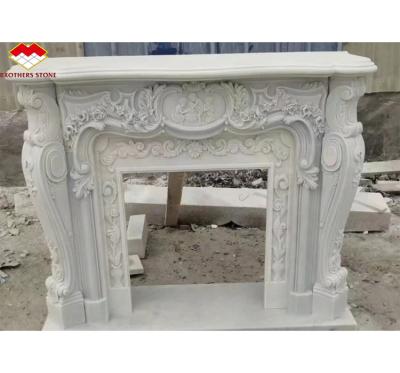 China Customized European Style Fireplace Natural Marble for Modern Indoor Living Room for sale