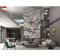 China Italian Natural Stone Silver Fir Black Grey Look Marble Textured Slab for Home Wall Panel for sale