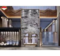 China Italian Natural Stone Silver Fir Black Grey Look Marble Textured Slab for Home Wall Panel for sale