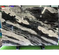 China Calcite Marble Modern Staircase Design with Luxury Brazilian Cosmic Black Granite Slab for sale
