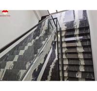 China Calcite Marble Modern Staircase Design with Luxury Brazilian Cosmic Black Granite Slab for sale