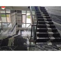 China Calcite Marble Modern Staircase Design with Luxury Brazilian Cosmic Black Granite Slab for sale