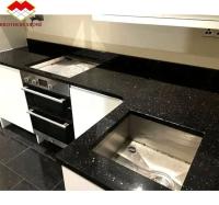 China Hotel Kitchen Countertop and Stairs Cut-To-Size Indian Black Star Galaxy Granite Slabs for sale