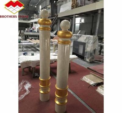 China Modern Onyx Marble Column Polished Natural Stone Design for Staircase Pillars for sale