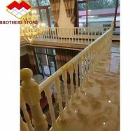 China Step Mounted Flooring Onyx Marble and White Marble Balustrade Railing Handrail for Stair for sale