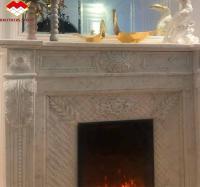 China Function Without Remote Control Carara White Table Top Fireplace Insert with Frame Shelf for sale